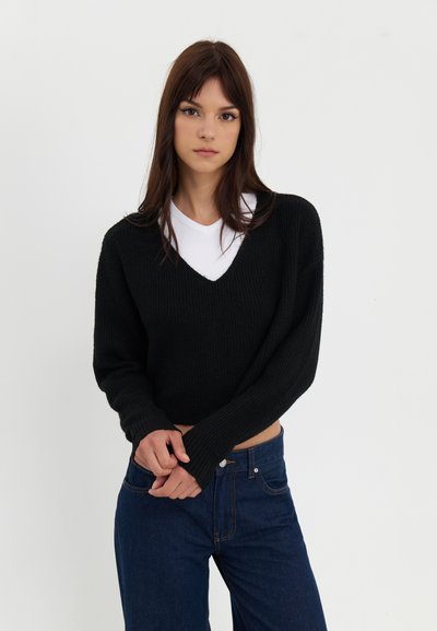 Stradivarius BASIC CROPPED - Sweater - black/zwart - Zalando.be