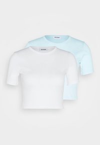 Weekday MINI CROP 2PACK - T-shirt basique - white/light blue/blanc ...