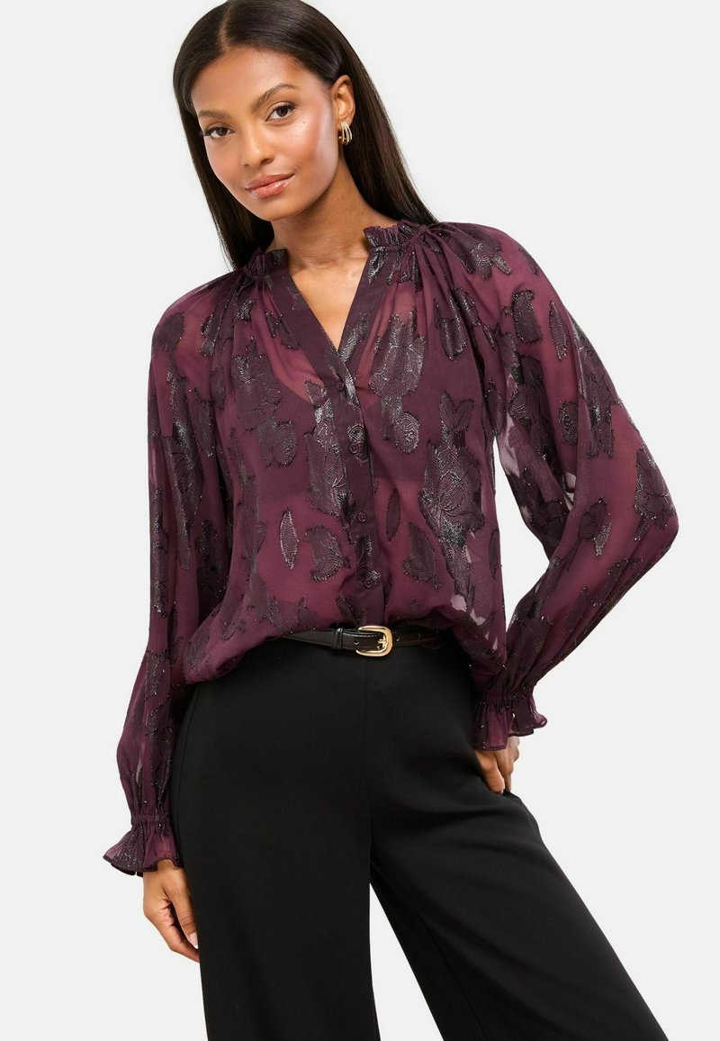 Lipsy REGULAR FIT - BUTTON THROUGH PIE CRUST - Bluse - purple leaf ...