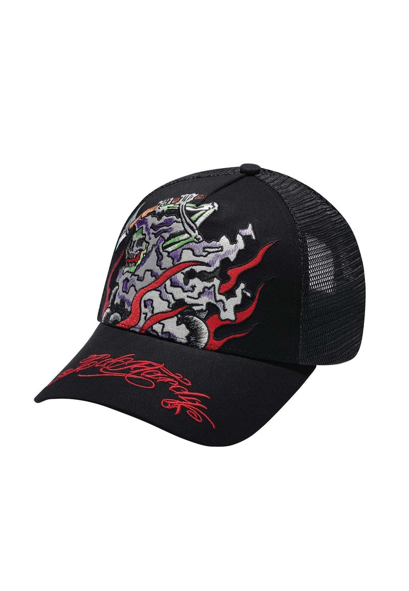 Ed Hardy HELL SWINGER TWILL FRONT UNISEX - Cap - black black/black ...