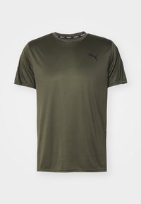Puma FIT TAPED TEE - Sports T-shirt - dark olive/olive - Zalando.ie