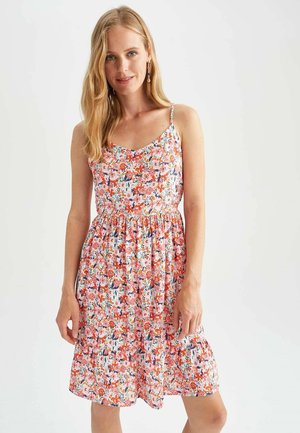 Koton ROUND NECK SLEEVELESS FLORAL - Robe de jour - rose/rose clair ...