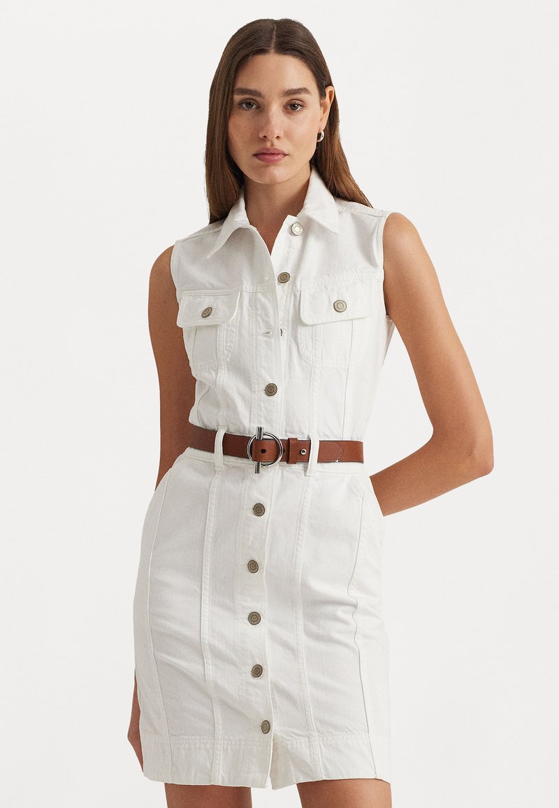 Lauren Ralph Lauren KATELIN SLEEVELESS DAY DRESS - Denim dress - white - Zalando.ie