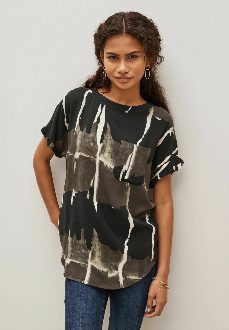 Next BOXY T-SHIRTS 2 PACK - Marškinėliai su spaudiniu - plain black black ecru cream tie dye ...