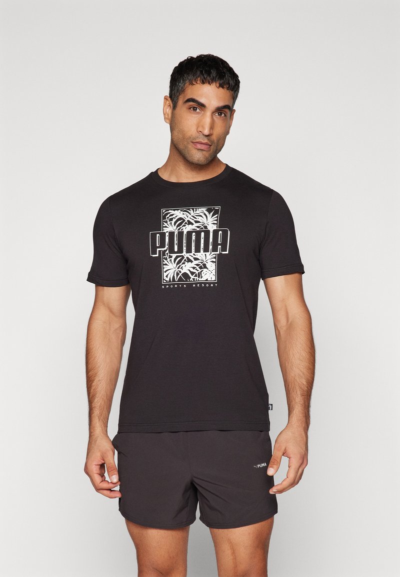 Puma PALM RESORT GRAPHIC TEE - Print T-shirt - black - Zalando