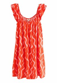 Next TALL- RUFFLE SLEEVE - Robe de jour - red pink wiggle stripes/rouge ...