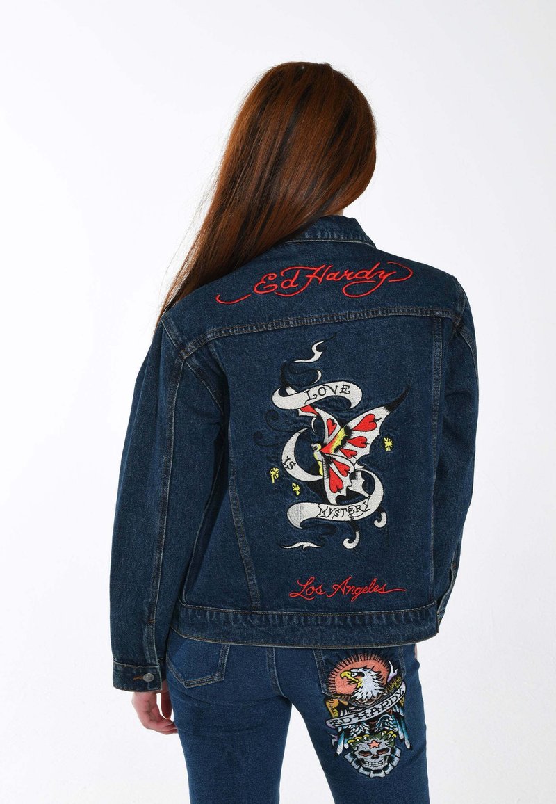 Ed Hardy LOVE IS MYSTERY - Denim jacket - indigo/blue denim - Zalando