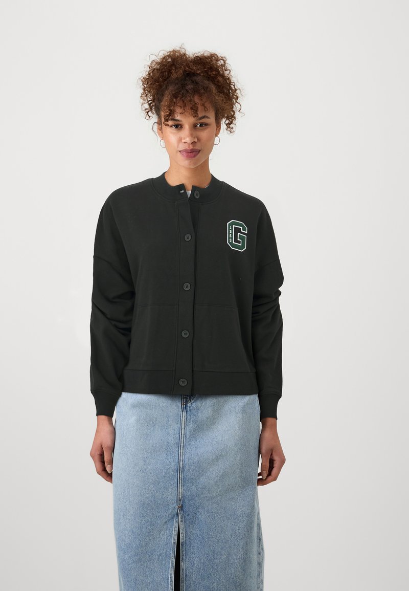 Gap Tall LOGO CREW CARDIGAN - Zip-up sweatshirt - true black/black ...