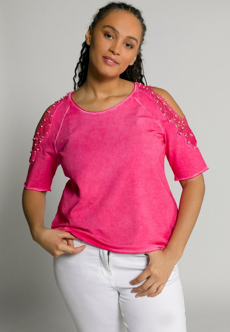 Ulla Popken T-shirt basic - pink/fuxia - Zalando.it