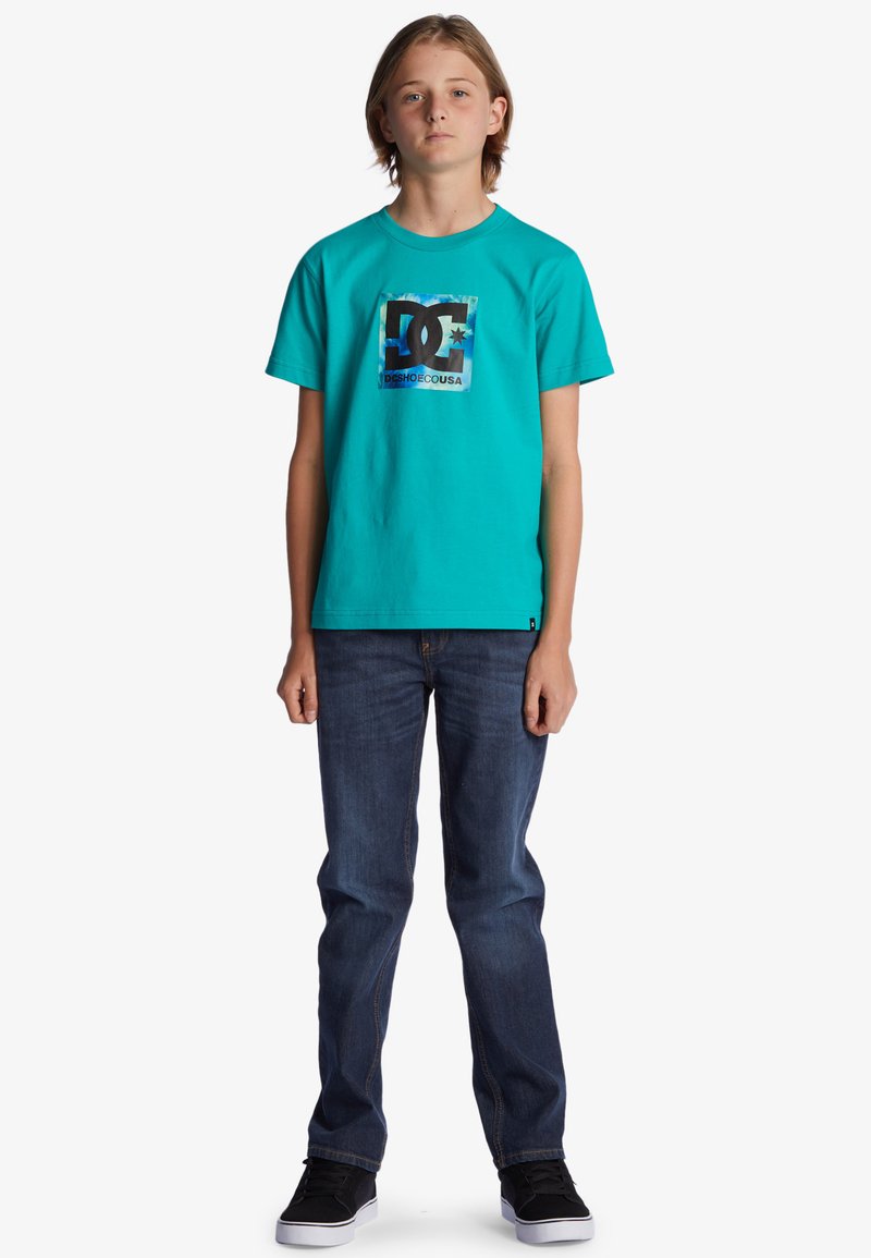 Dc Shoes Square Star Fill T Shirt Print Columbia Cool Ice Dyegrün Zalandoat