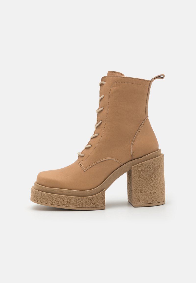Zign LEATHER - Botines con cordones - beige - Zalando.es