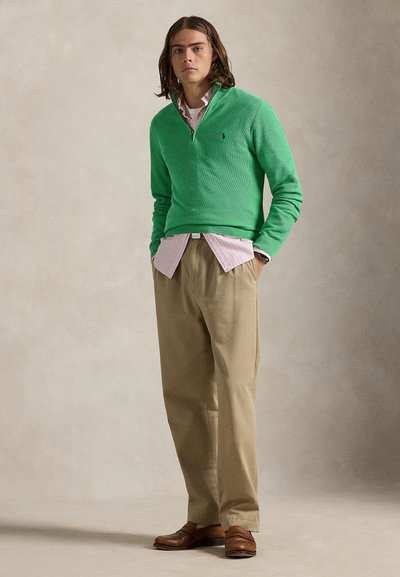 Polo Ralph Lauren MESH KNIT COTTON QUARTER-ZIP SWEATER - Jumper - palm ...