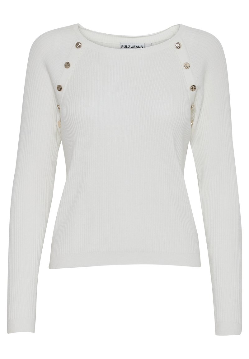 PULZ PZSARA Rib Button Pullover - Maglione - blanc de blanc/bianco ...