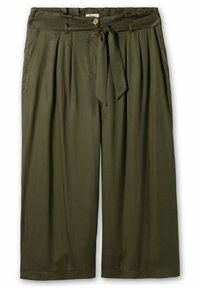 Sheego CULOTTE - Tygbyxor - dunkeloliv/oliv - Zalando.se