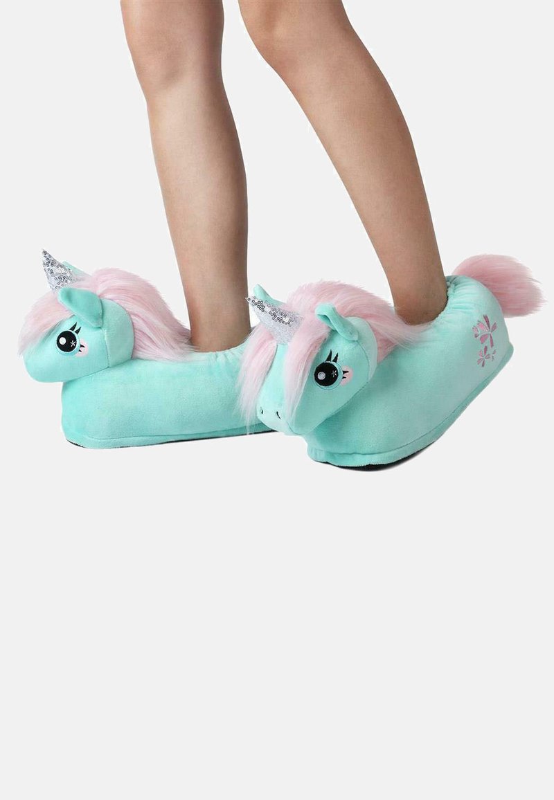 Corimori PLÜSCH-TIER-PANTOFFELN - Slippers - jade das einhorn türkis ...