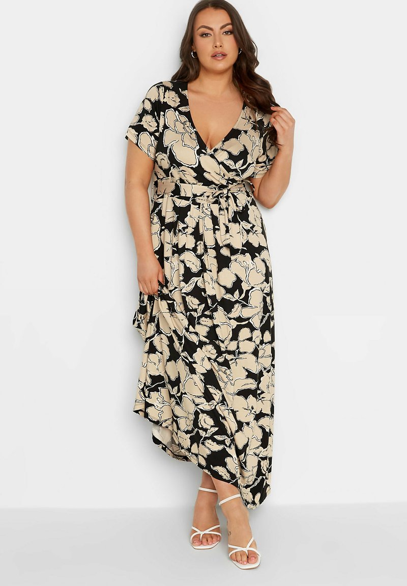 Yours Clothing WRAP FRONT TIE - Robe longue - black/noir - ZALANDO.BE