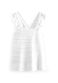 Next SQUARE NECK RUFFLE STRAP STITCH - Pusero - white/valkoinen ...