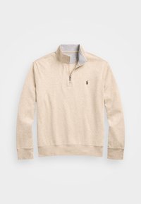 Polo Ralph Lauren LUXURY JERSEY QUARTER ZIP PULLOVER - Sweater - expedition dune heather/crème ...