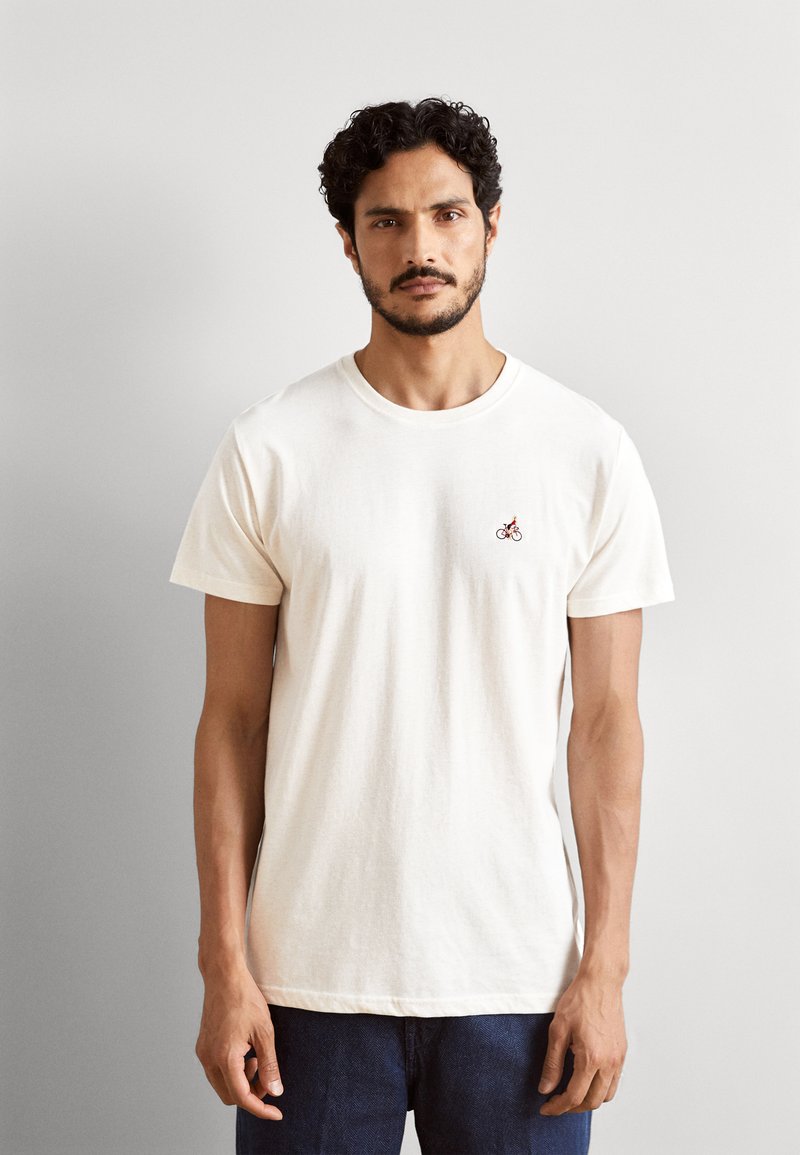 REVOLUTION REGULAR FIT WITH CHEST EMBROIDERY - T-Shirt basic - offwhite-mel/offwhite - Zalando.at