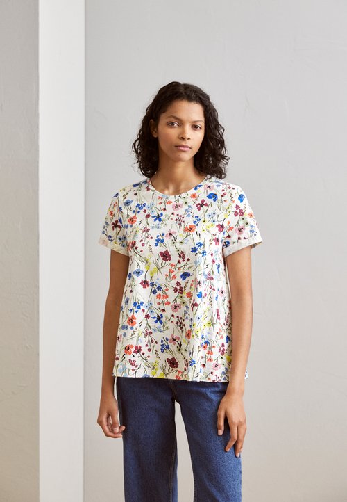 TOM TAILOR CREW NECK PRINT - T-Shirt print - black/pink/schwarz ...