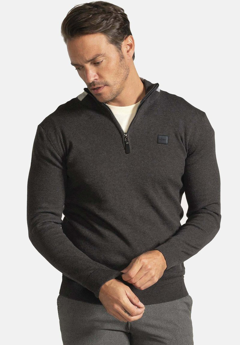 Jacey Quinn MODERN FIT HALF ZIP - Strickpullover - anthracite melange ...