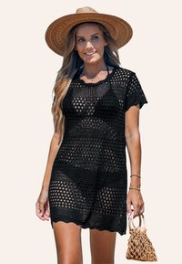 Cupshe SHEER CUTOUT COVER UP - Accessoire de plage - black/noir - ZALANDO