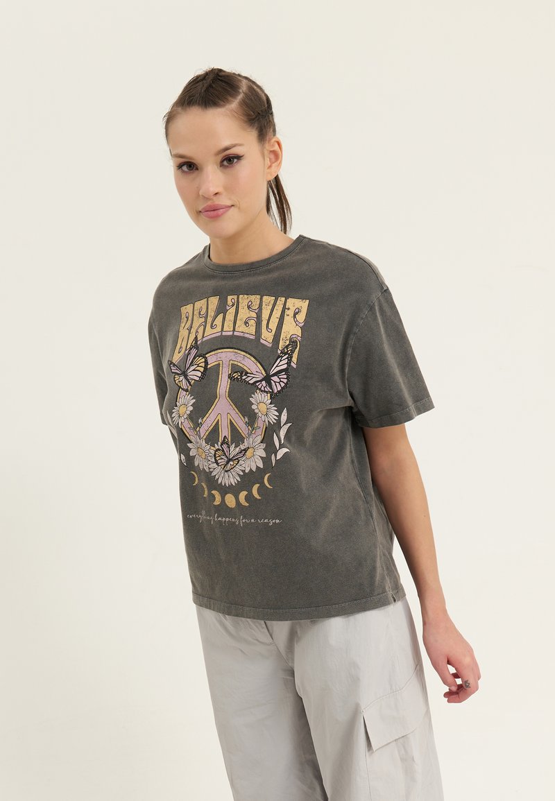 Even&Odd - T-shirt z nadrukiem/czarny - Zalando.pl