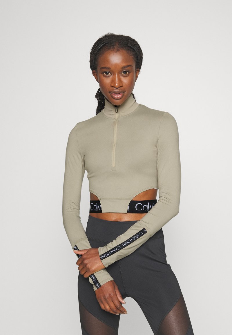 Calvin Klein Performance 1/4 ZIP - Langarmshirt - beige - Zalando.ch