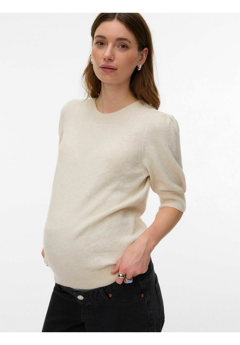 Vero Moda NORMAL GESCHNITTEN RUNDHALS - T-shirt basic - birch/beige ...