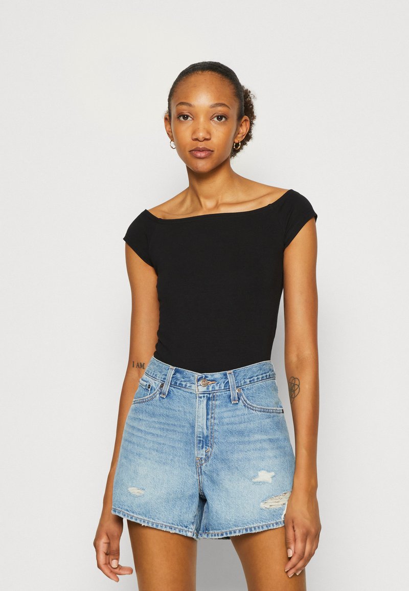 Weekday OFF SHOULDER - T-Shirt print - black/schwarz - Zalando.at