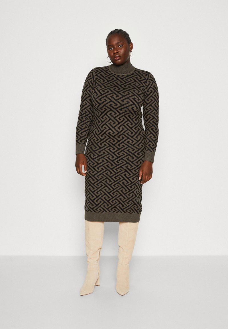 Vero Moda Curve VMCARIA - Sukienka dzianinowa/oliwkowy - Zalando.pl