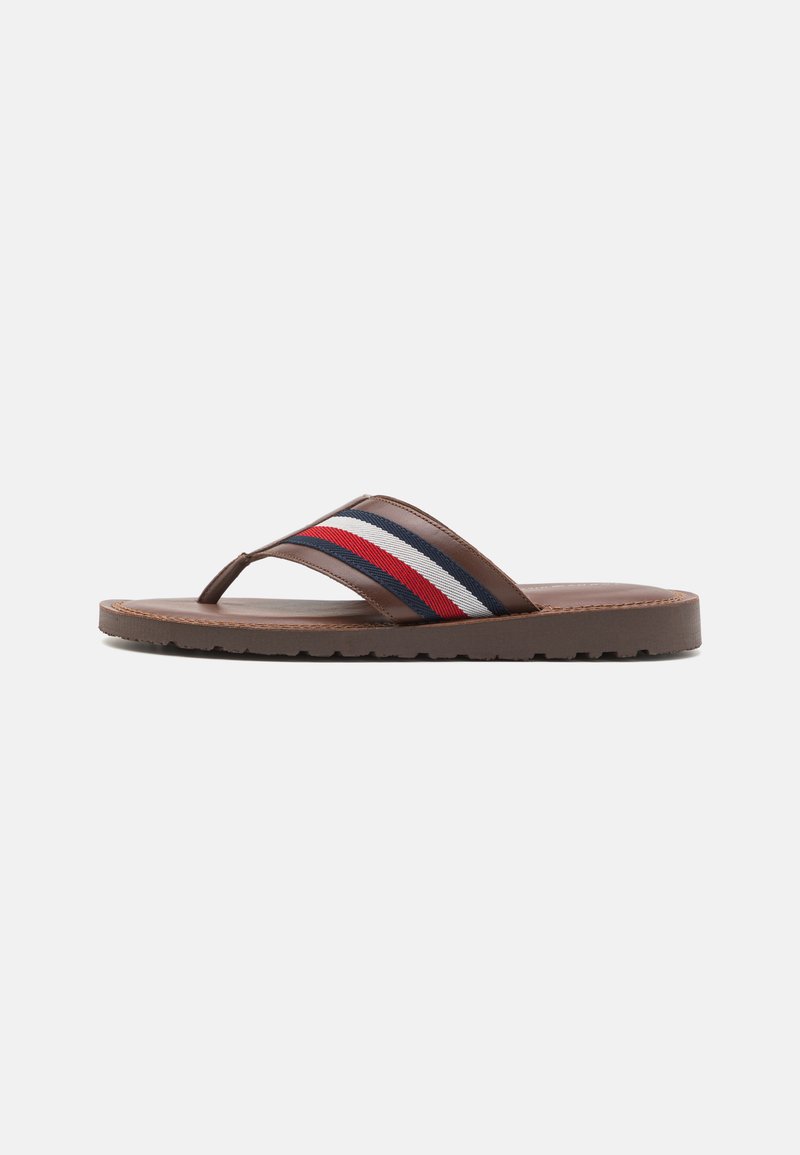 Tommy Hilfiger CORE TOE POST - T-bar sandals - winter cognac/brown ...