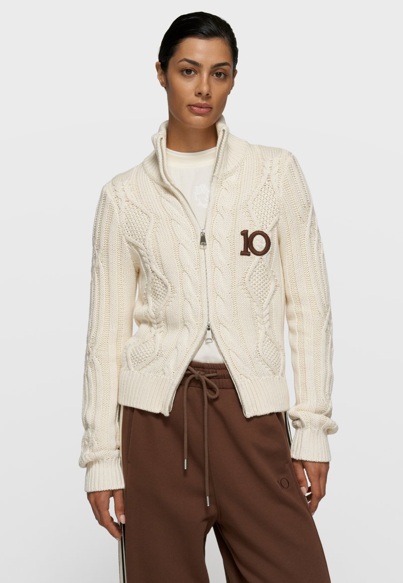 10DAYS CABLE KNIT ZIP - Cardigan - pearl/beige - Zalando