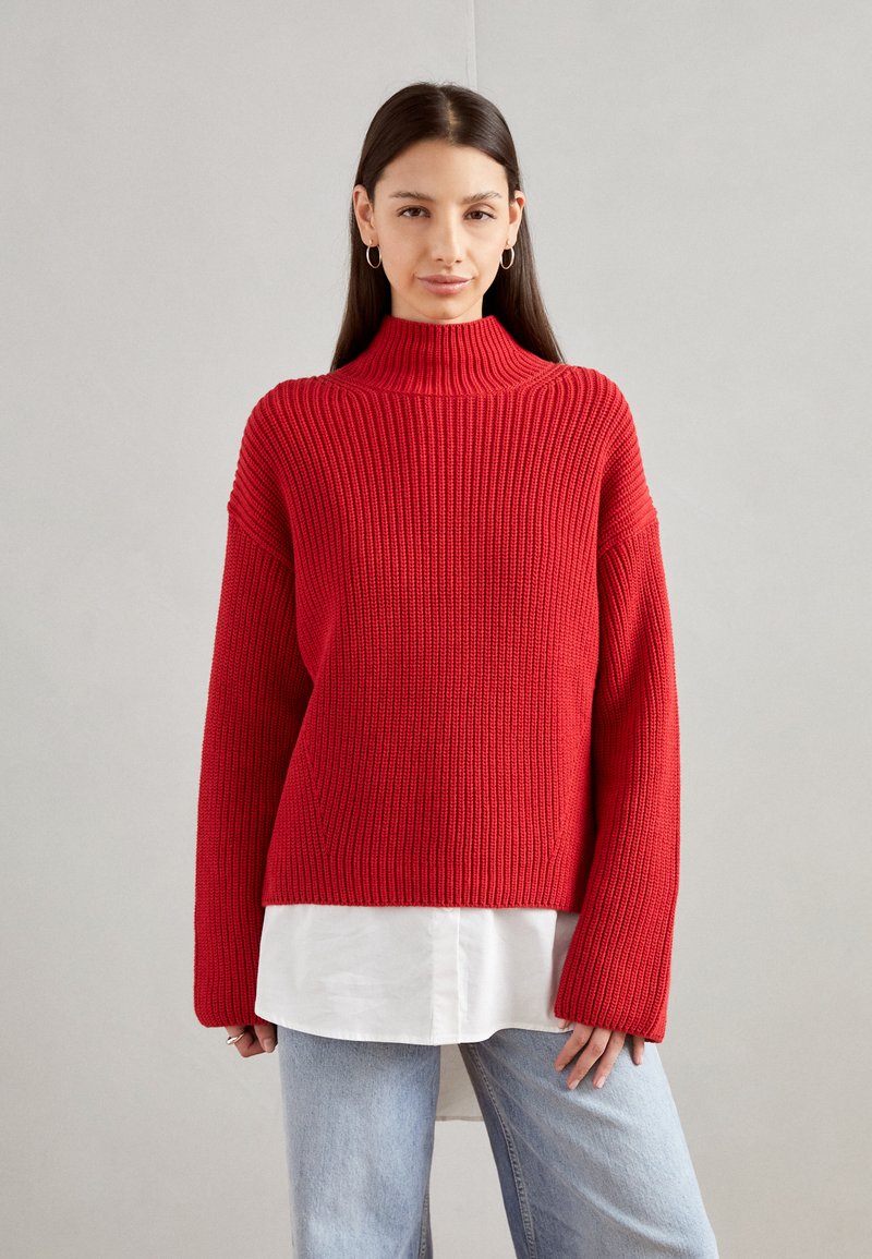 Marc O'Polo LONGSLEEVE COLLAR - Jersey de punto - shiny red/rojo ...