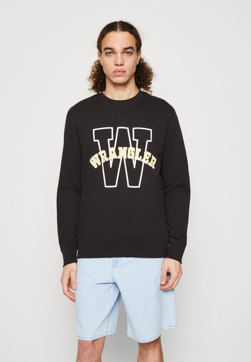 Wrangler GRAPHIC CREW - Bluză de molton - faded black/negru - Zalando.ro
