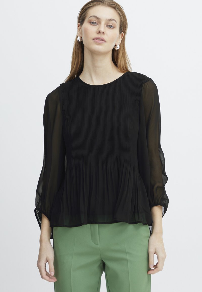 ICHI IHNALLA LS - Blouse - black solid/black - Zalando.de