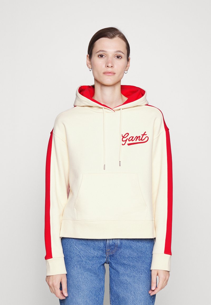GANT COLOR BLOCK HOODIE - Sweatshirt - buttercream/off-white - Zalando ...
