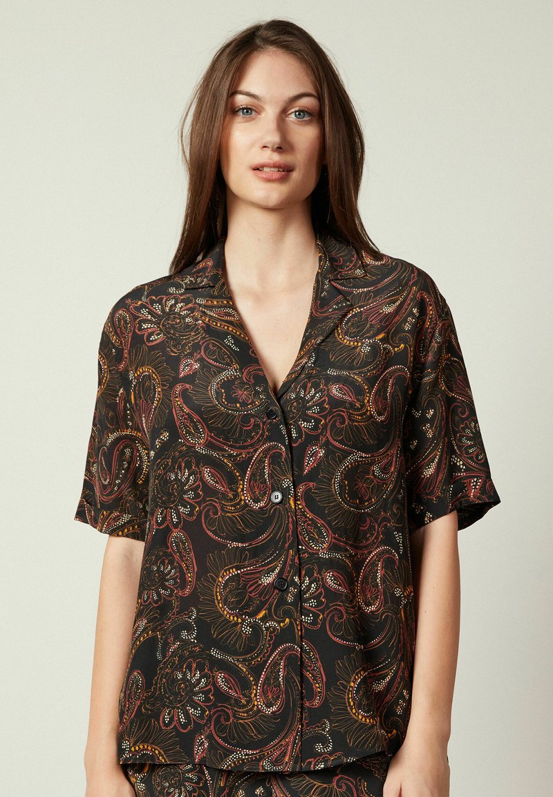 Falconeri KURZÄRMELIGE AUS - Button-down blouse - black paisley/black ...