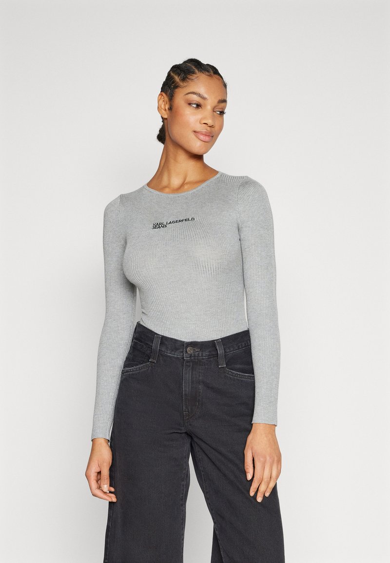 Karl Lagerfeld Jeans CUT OUT - Top s dlouhým rukávem - mid grey heather ...