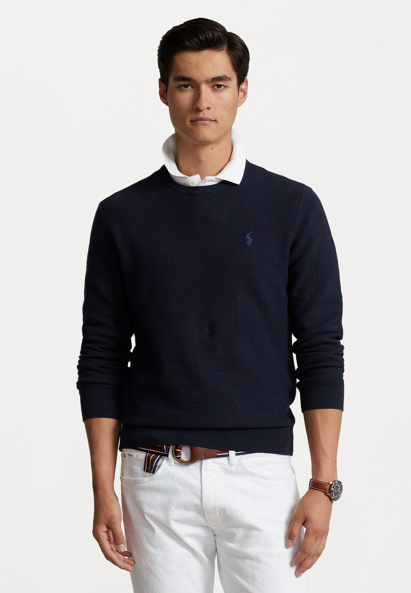 Polo Ralph Lauren TEXTURED COTTON CREWNECK JUMPER - Trui - navy heather/donkerblauw - Zalando.be