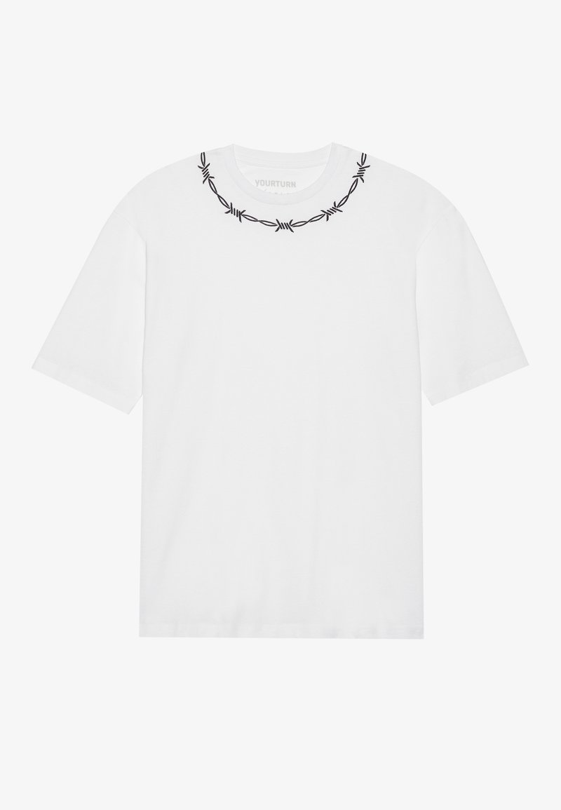 YOURTURN REGULAR FIT COLLAR EMBRO - Print T-shirt - bright white/white ...
