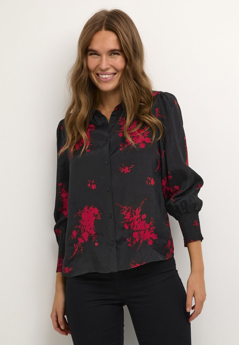 Kaffe KAELISA - Hemdbluse - black/haute red flower print/schwarz ...
