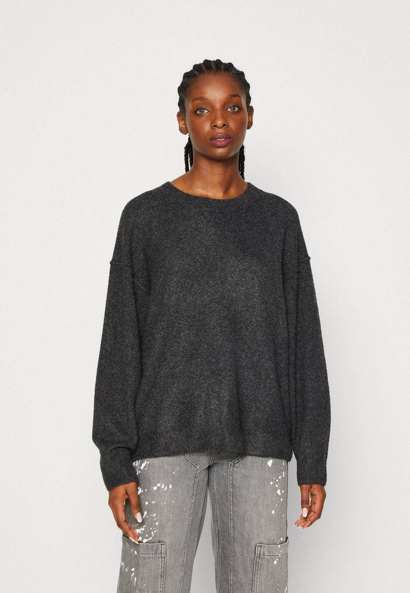Weekday ANNIE SWEATER - Strickpullover - dark grey melange/grau ...