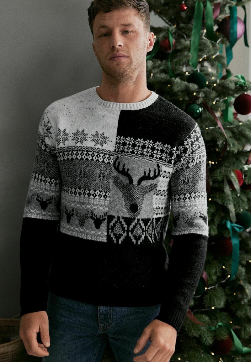 Next MATCHING FAMILY REINDEER CHRISTMAS - Maglione - black white/nero ...