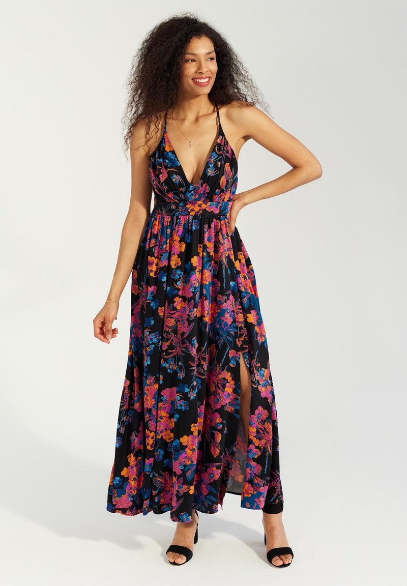 By Your Side LUNA - Maxikleid - blue/orange flowers/orange - Zalando.de