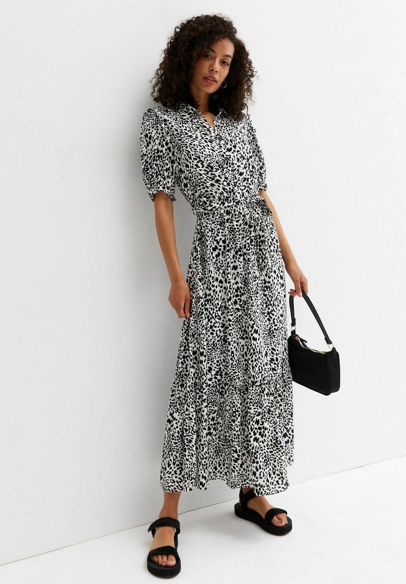 New Look Tall TALL LEOPARD PRINT SHIRT - Vestido largo - white pattern ...