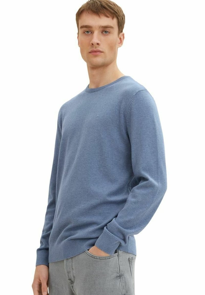 TOM TAILOR CREW NECK - Strickpullover - greyish mid blue melange/blau ...