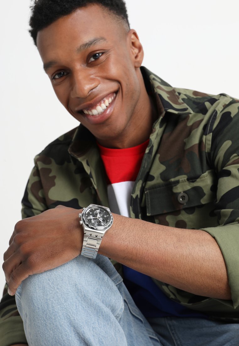 Swatch NIGHT FLIGHT - Chronograph watch - silver-coloured - Zalando