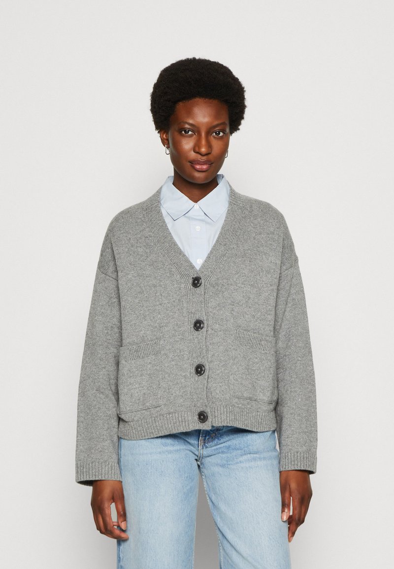 Tommy Hilfiger OVERSIZED CARDIGAN - Vest - med heather grey/grijs ...