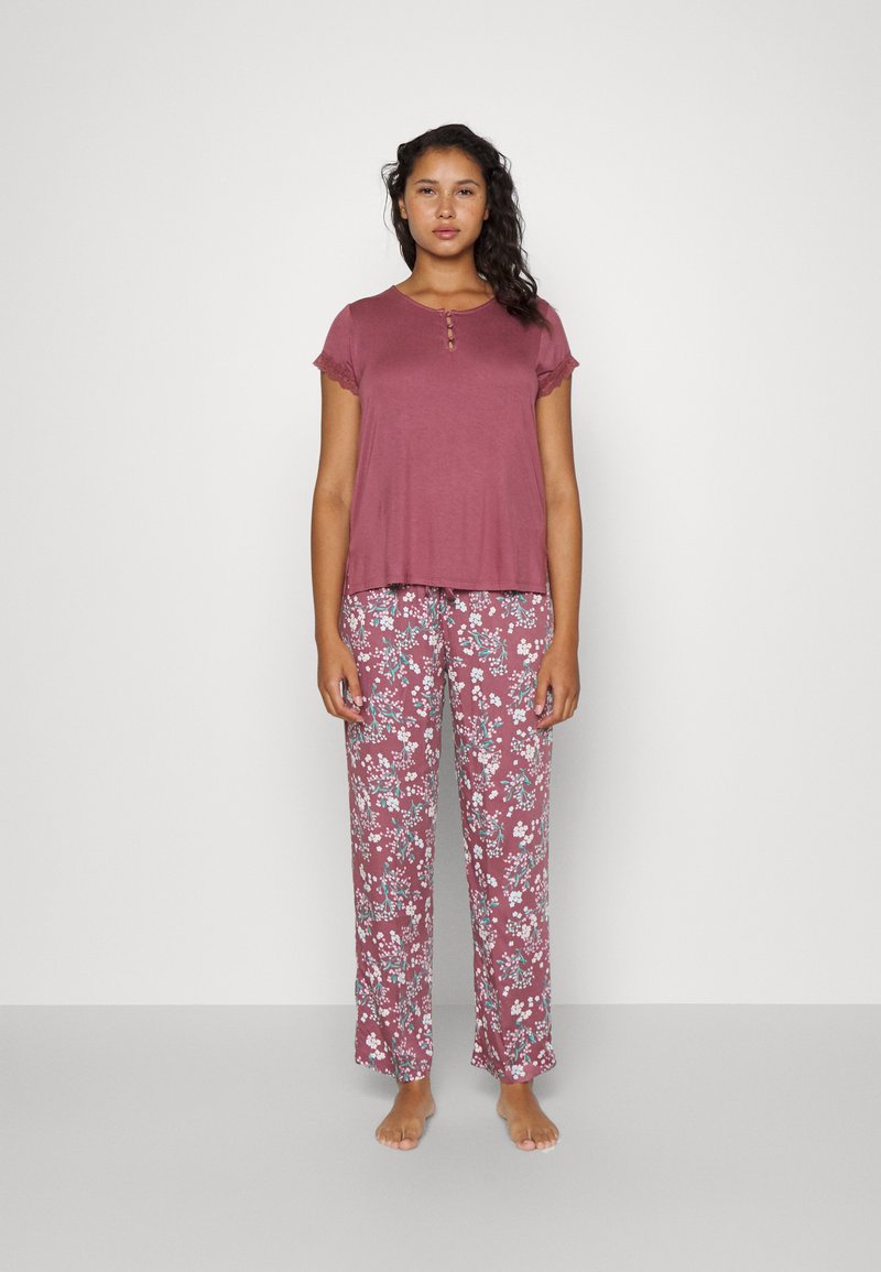 women'secret SHORT SLEEVES LONG PANT SET - Pyjama - dark pink/framboise ...